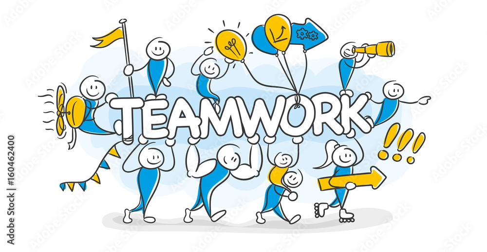 Stick Figure Series Blue / Teamwork, Teambuilding, Business Stock ...