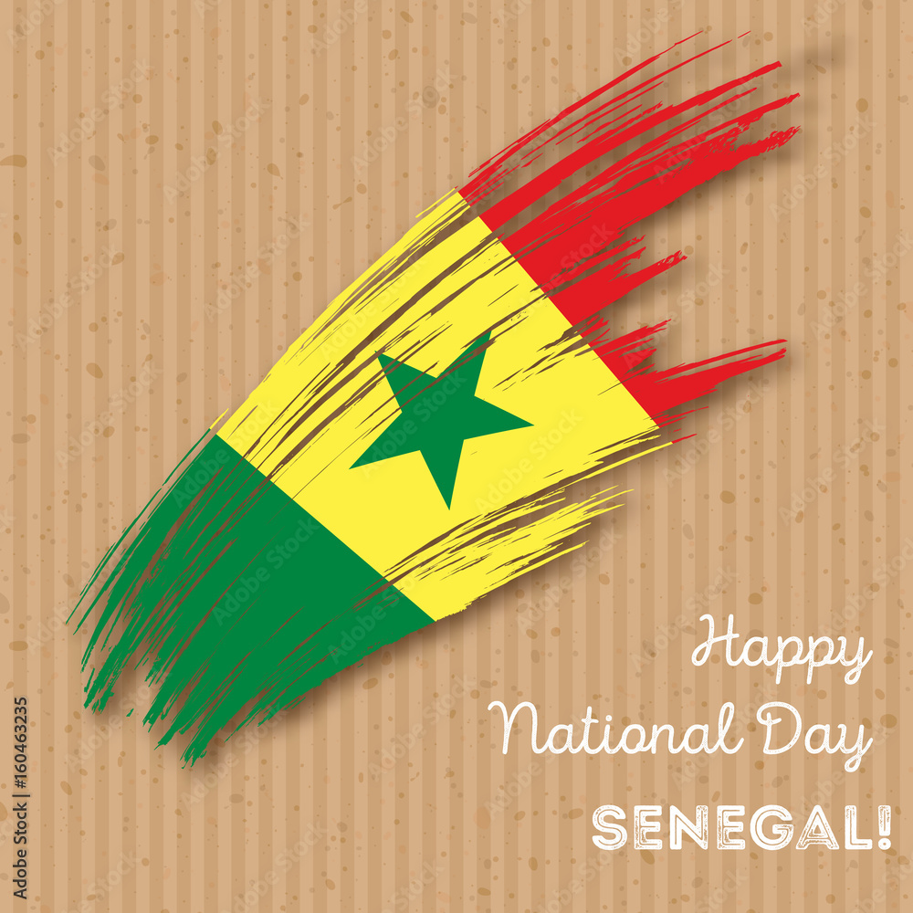Senegal Independence Day Patriotic Design. Expressive Brush Stroke in ...