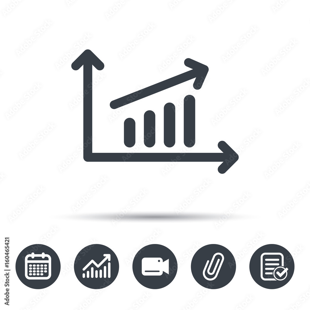 Growing graph icon. Business analytics chart symbol. Calendar, chart ...