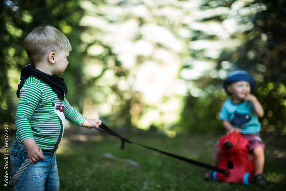 Foto de zwei Jungs im Garten do Stock | Adobe Stock