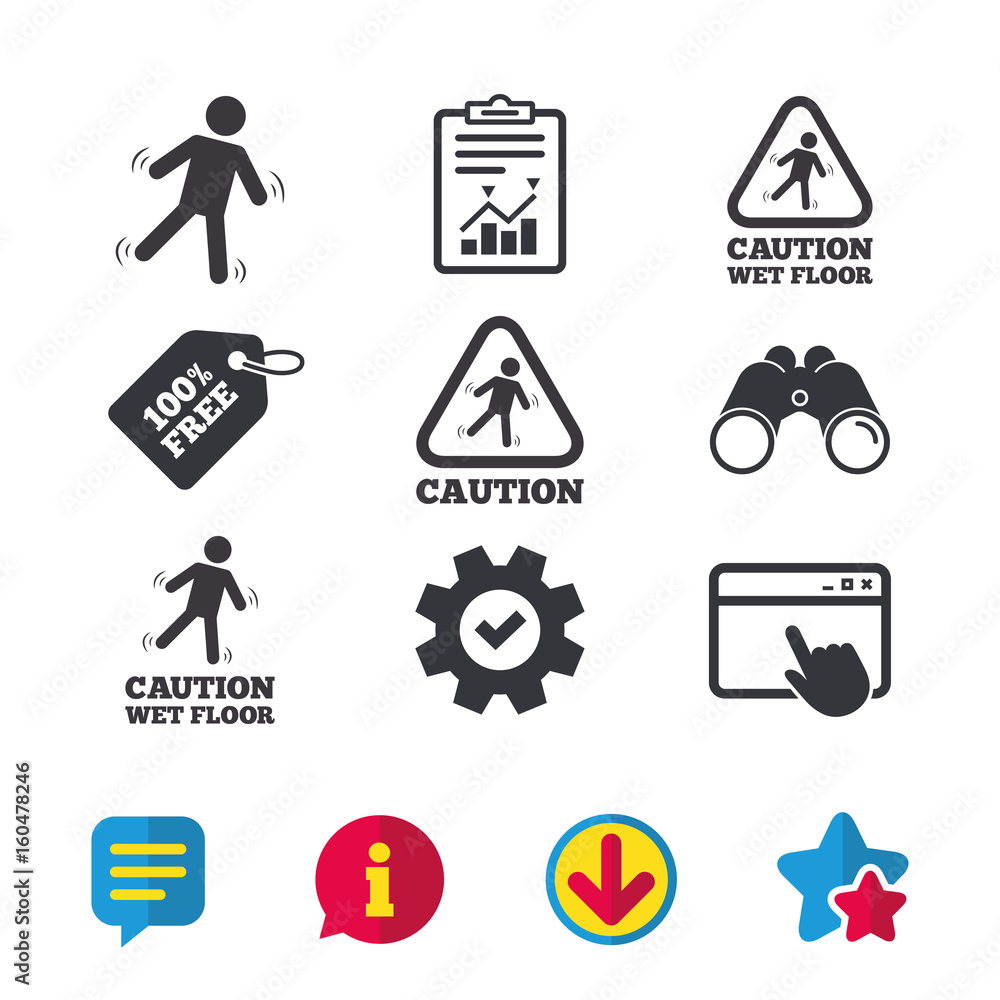 Caution wet floor icons. Human falling signs. Stock Vector | Adobe Stock