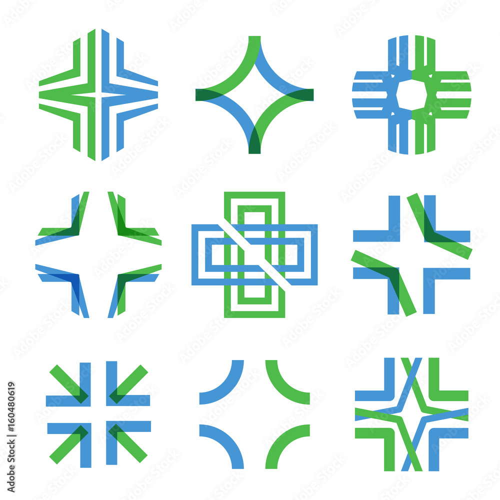 Medical abstract symbol from transparent intersecting lines in the form ...