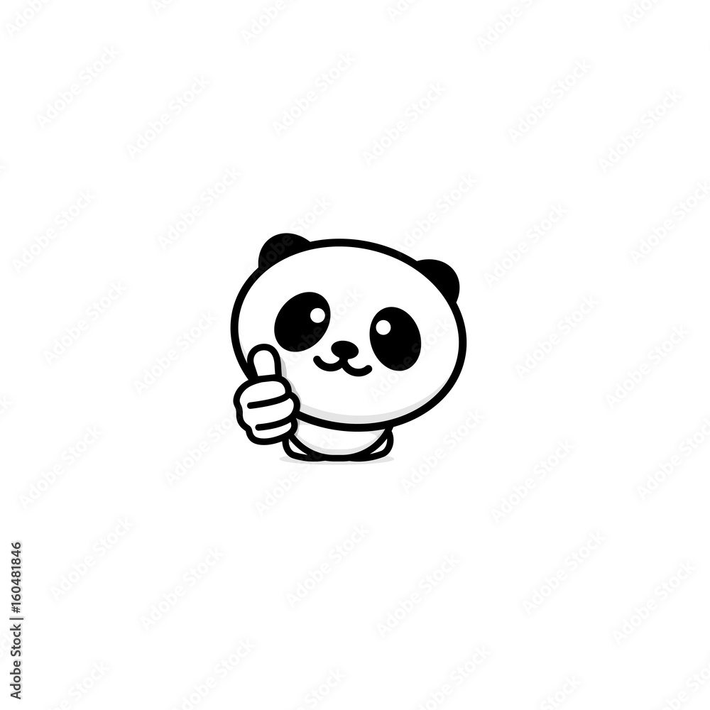 Cute Panda Asian Bear showing like, thumb of hand up, high esteem and ...