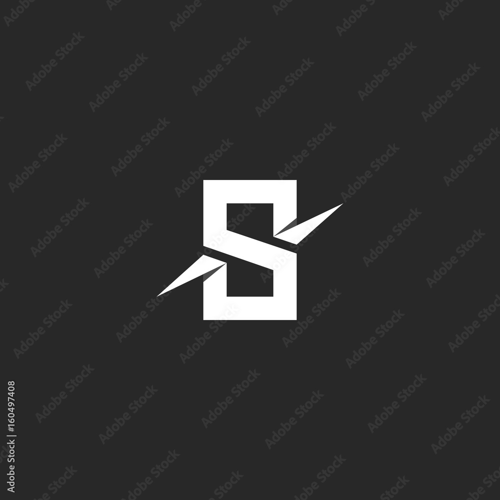 Letter S logo paper material design style, creative white origami ...