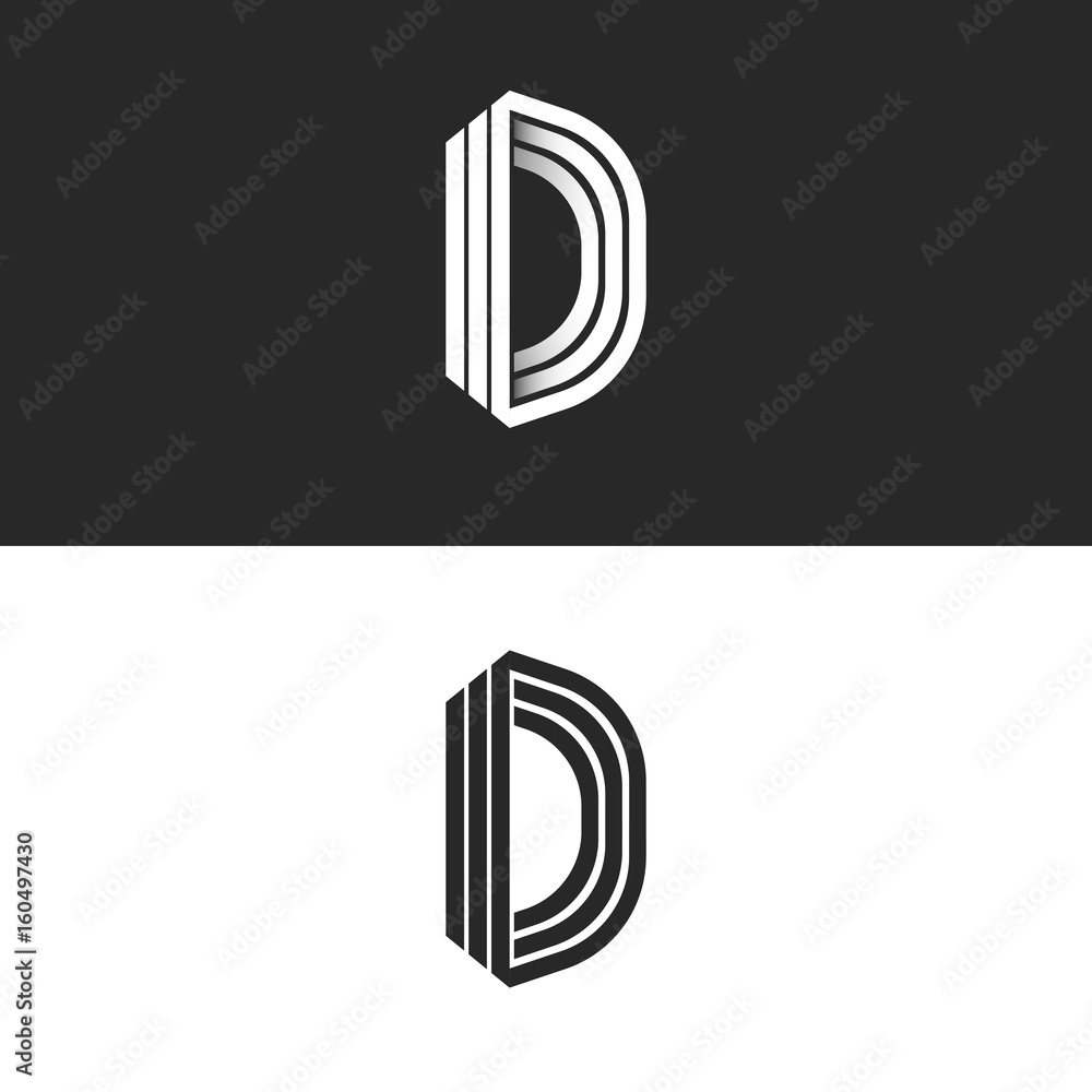 Letter D logo mockup isometric monogram, creative Idea perspective ...
