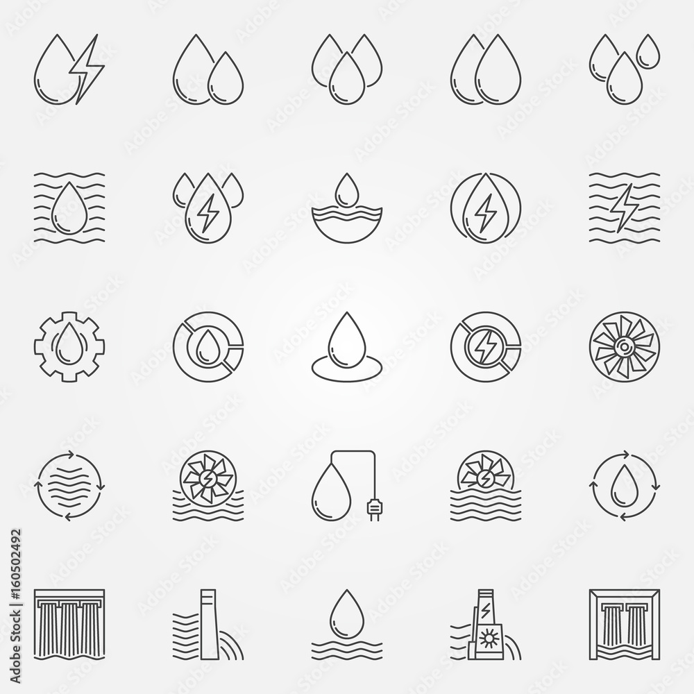 Hydropower icons set Stock Vector | Adobe Stock