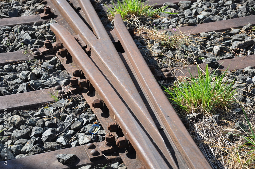 Schienen, Gleis, Eisenbahn, Weiche, Laterne, Signalbild, Weichensteller ...