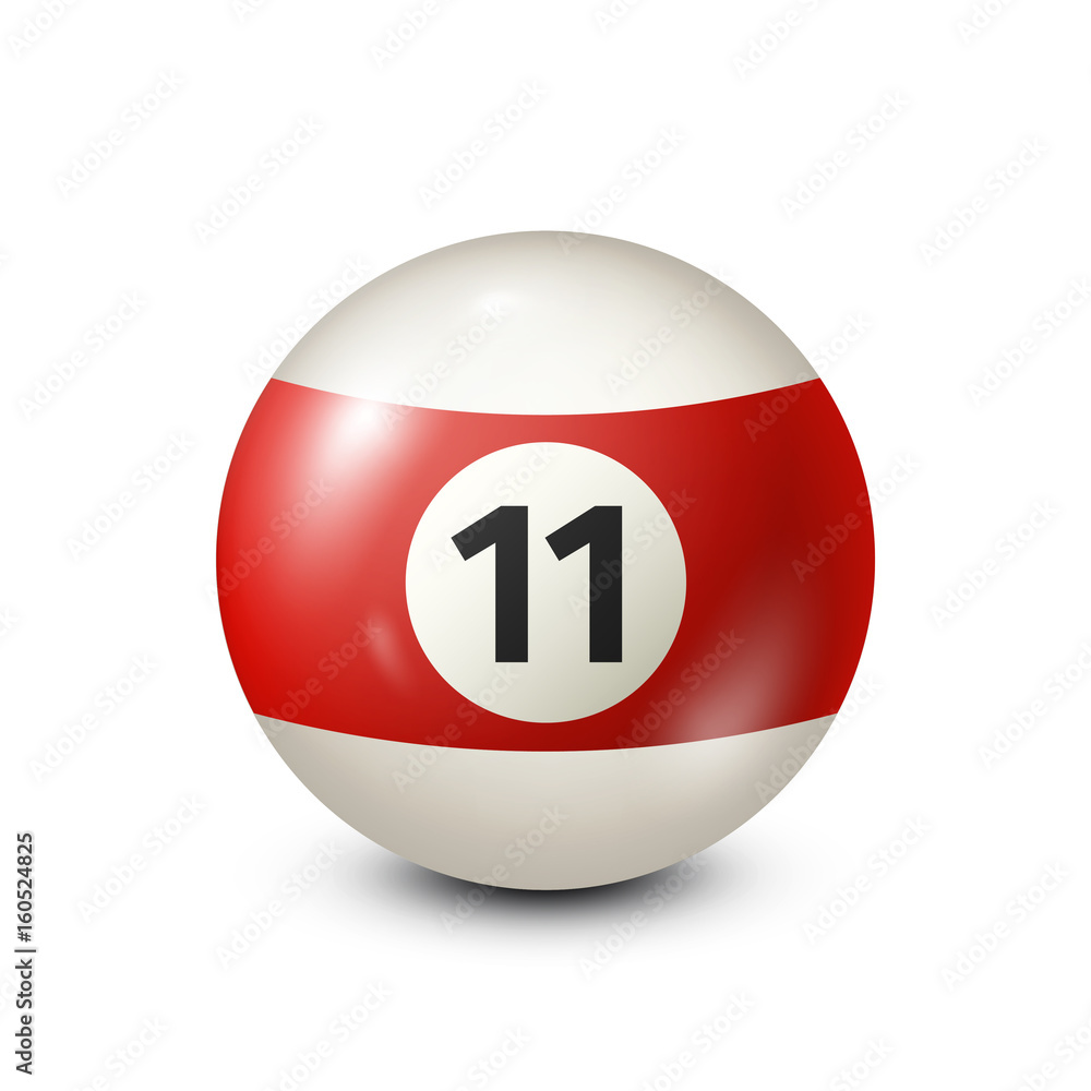 Billiard,red pool ball with number 11.Snooker. Transparent background ...