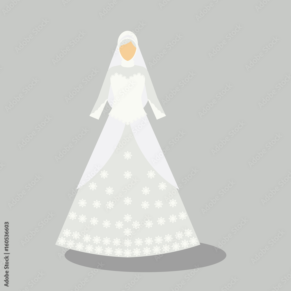 islamic wedding dress for the muslim bride in modern styles. vector ...