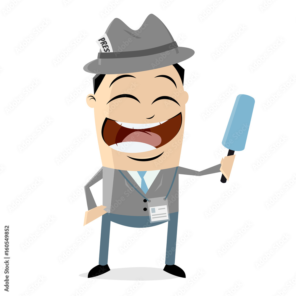 funny cartoon journalist Stock Vector | Adobe Stock