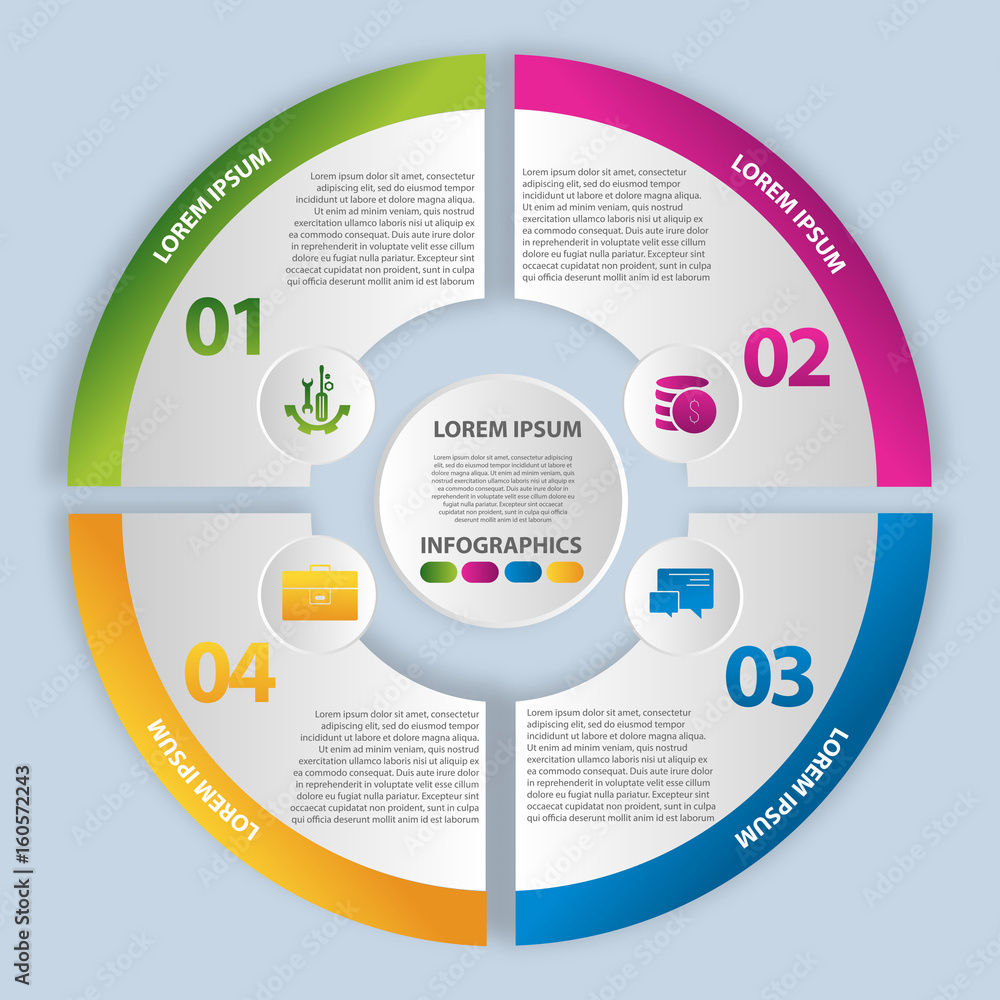 Vector illustration. Infographics in the form of a circle and 4 ...