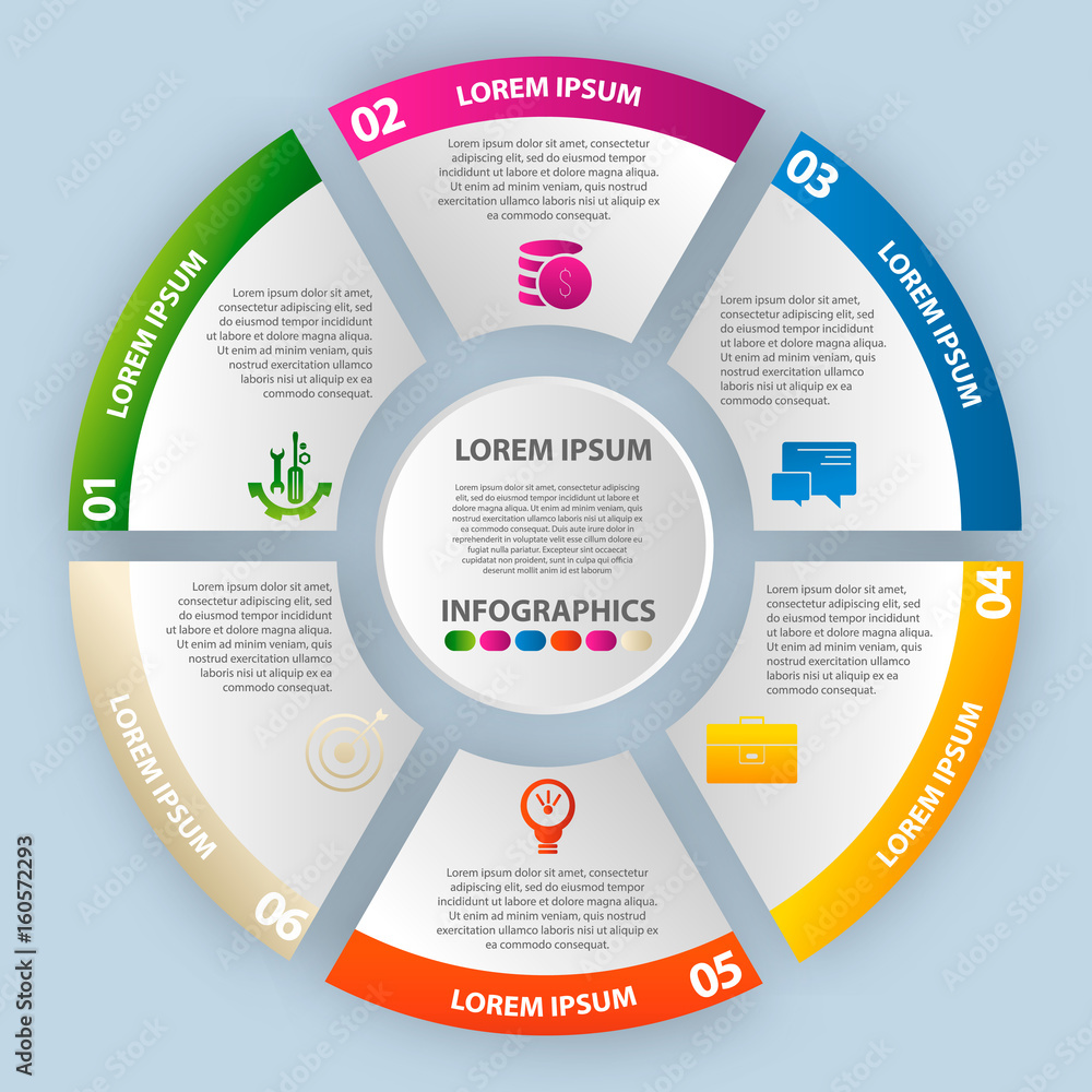 Vector illustration. Infographics in the form of a circle and 6 ...