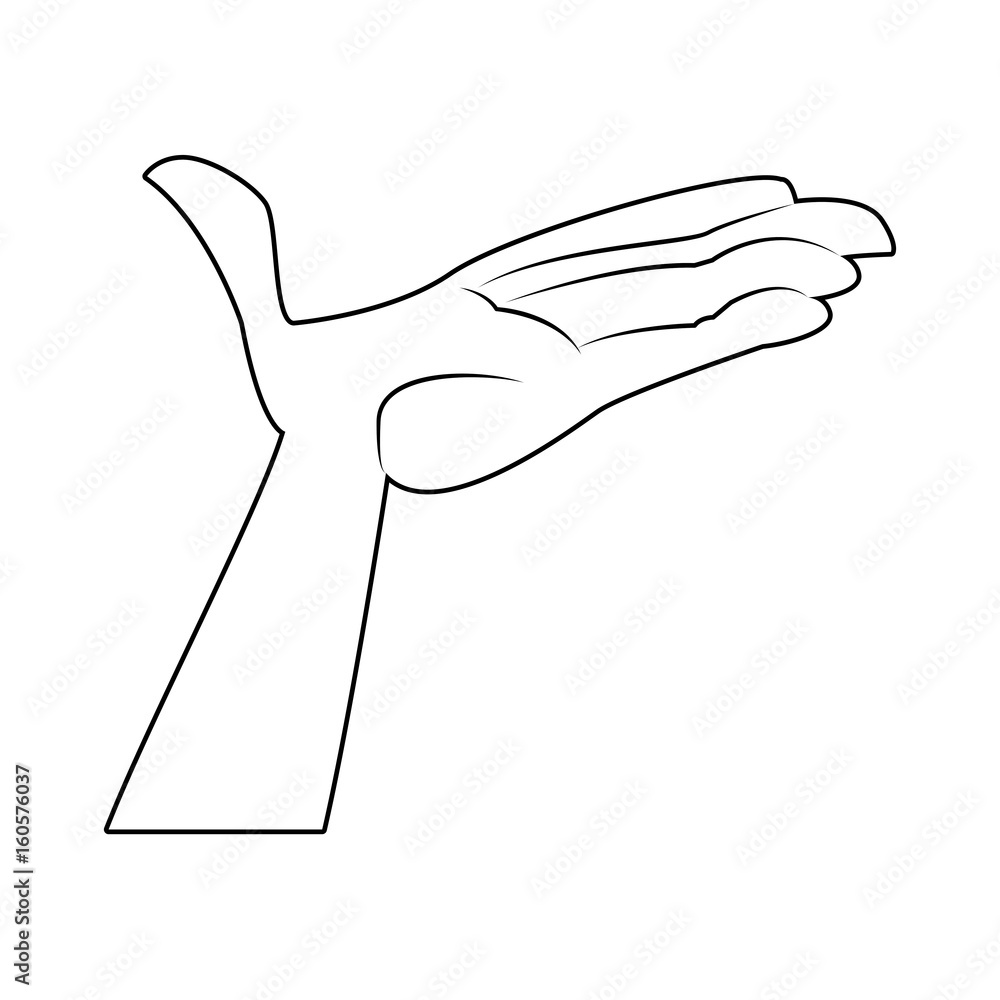 cartoon hand man open palm support vector illustration Stock Vector ...