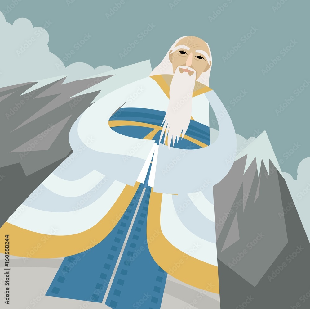 great old chinese philosopher thinker Stock Vector | Adobe Stock