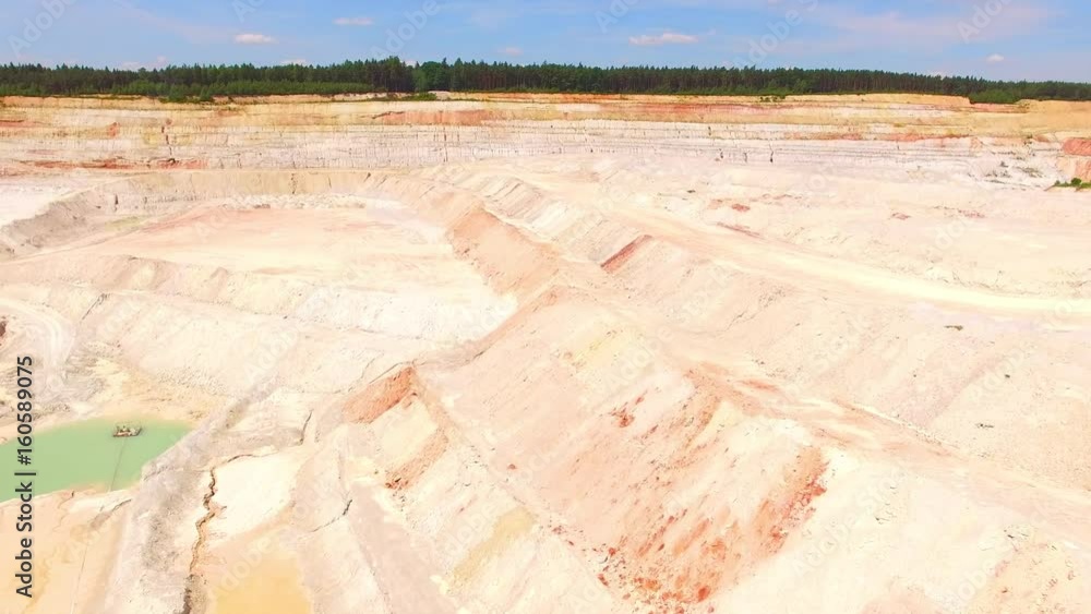 Kaznejov kaoline quarry. Camera flight over largest quarry of its kind ...