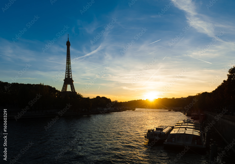 Beautiful lovely sunset in Paris, France Stock Photo | Adobe Stock