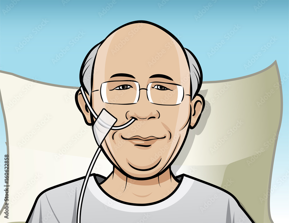 cartoon vector illustration of a patient with breathing tube Stock ...
