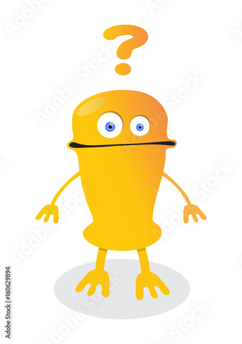 confused emoticon robot with question marks cartoon joy monster ...