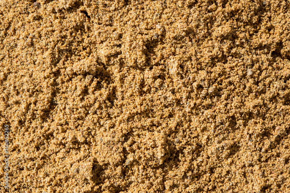 Texture of the sand. Industrial sand for construction works. Natural ...