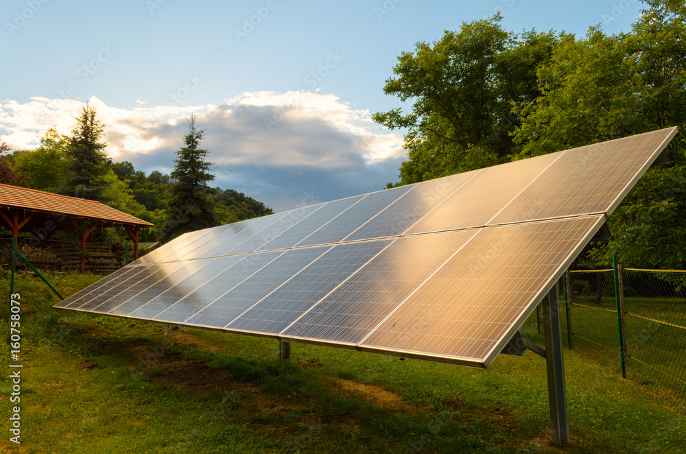 solar energy panels in the neighborhood in nature to protect the ...