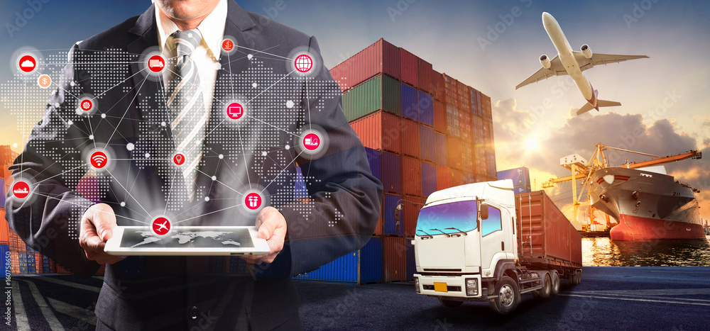 Smart technology concept with global logistics partnership and ...