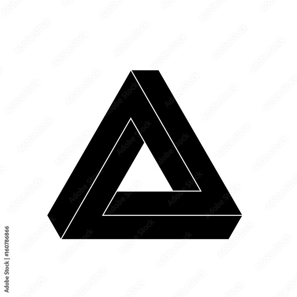 Penrose triangle icon. Geometric 3D object optical illusion. Black ...