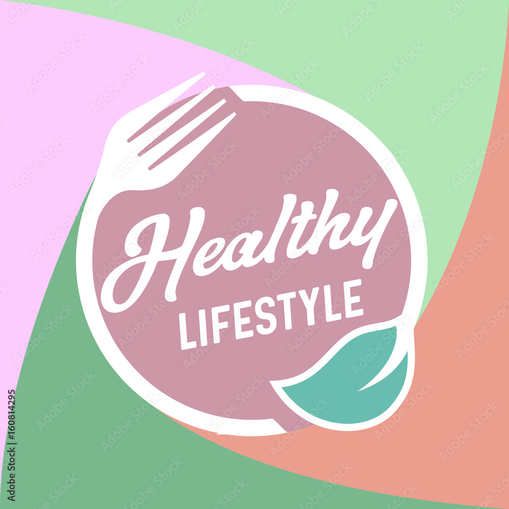 Healthy lifestyle, food logo design. Detox Diet round icon. Leaf and ...