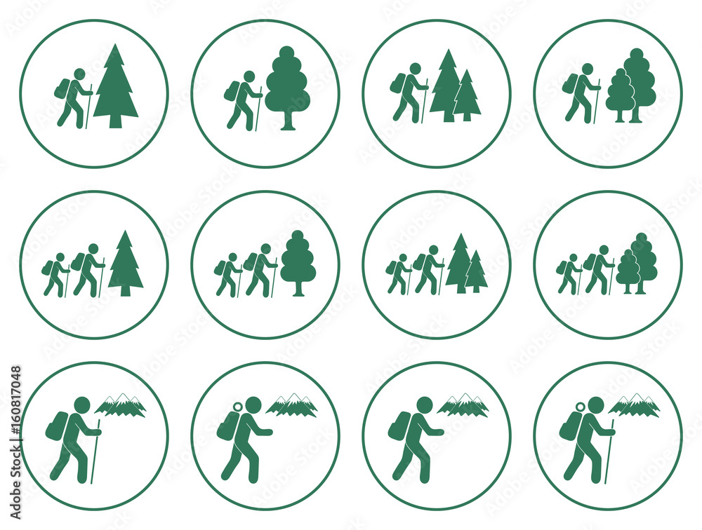 Set of Hiking icon illustration isolated vector Stock Vector | Adobe Stock