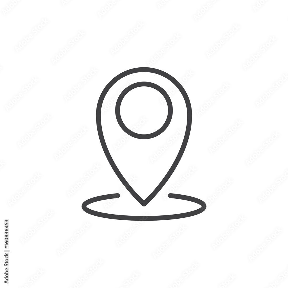 Location pin line icon, Map pointer outline vector sign, linear style ...