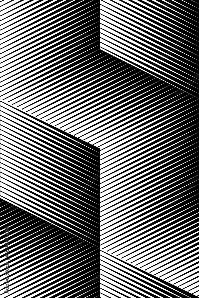 Vector op art pattern. Optical cube illusion abstract background. Stock ...