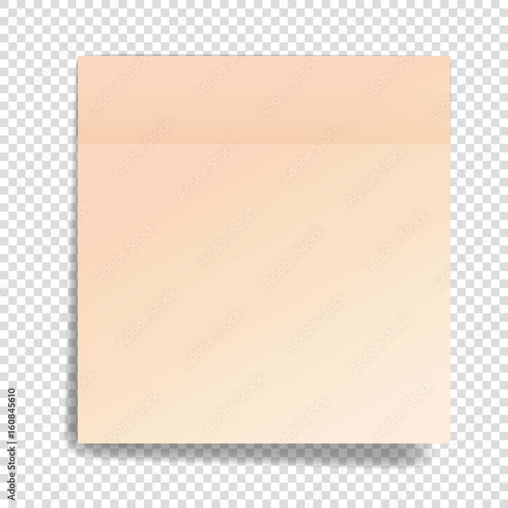 Vector memory pad with shadow on transparent background. Paper note pad ...