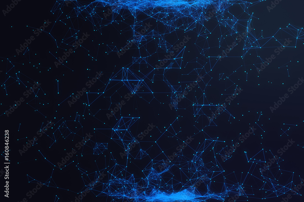 Technological connection futuristic shape, blue dot network, abstract ...