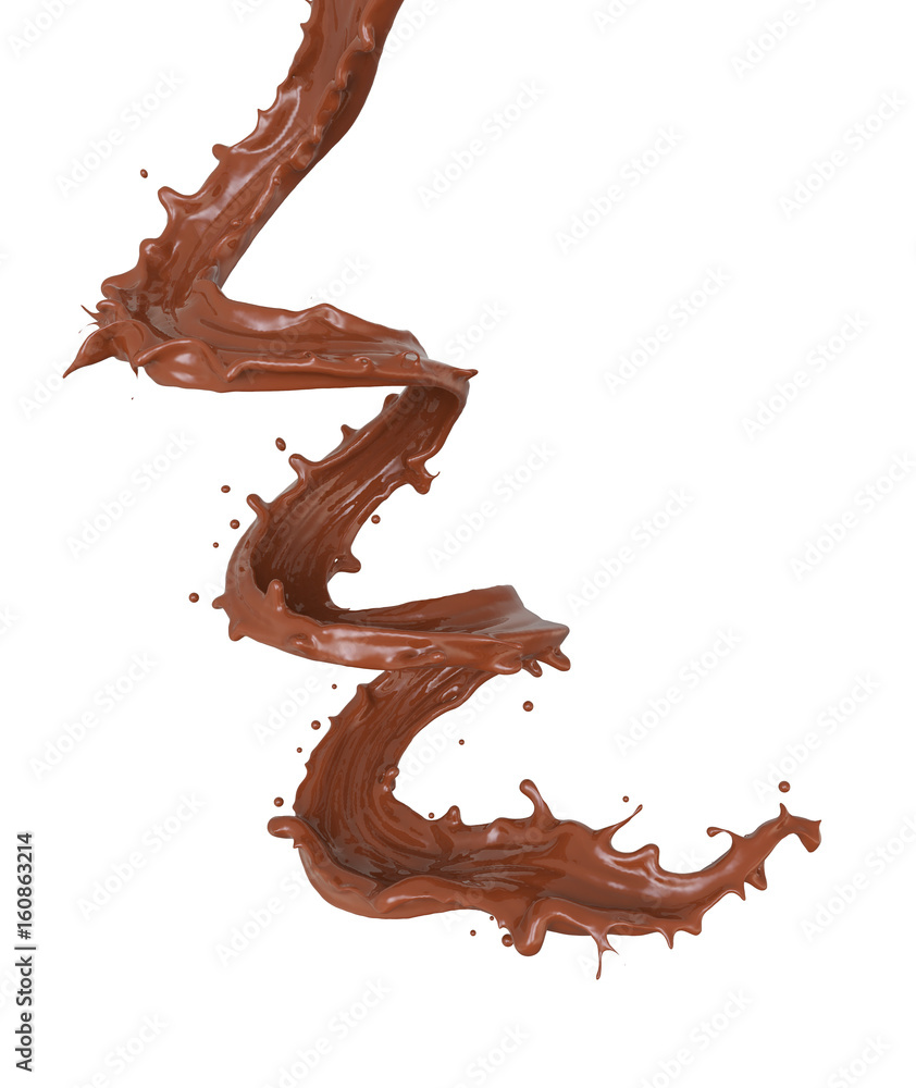 Chocolate splash, Chocolate Spiral Flow isolate on white Background ...