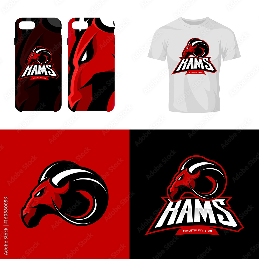 Red ram head sport club isolated vector logo concept. Stock Vector ...