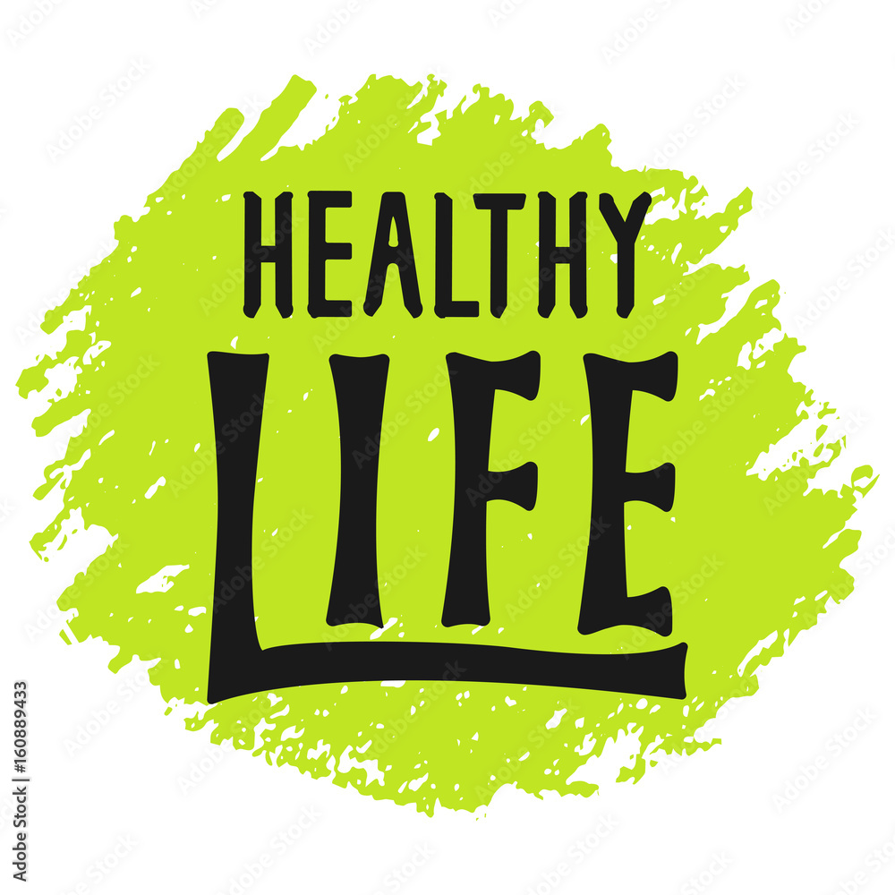 Healthy Life lettering logo, hand written label, calligraphy badge ...
