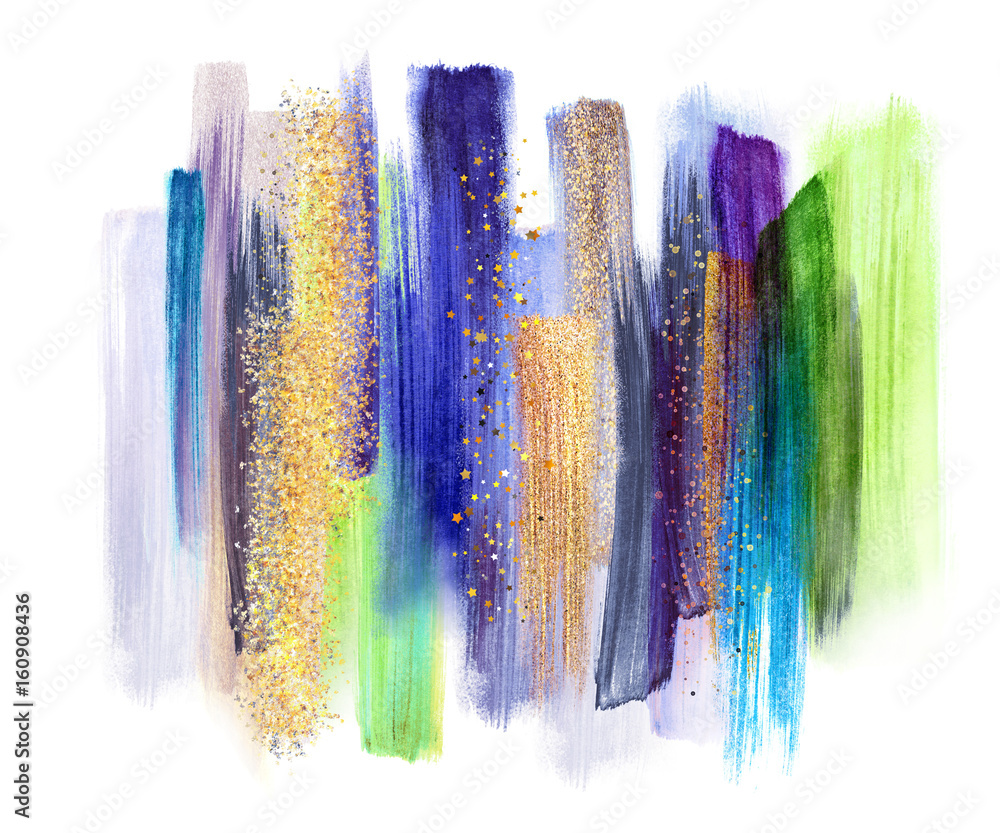 abstract watercolor brush strokes isolated on white background, paint ...