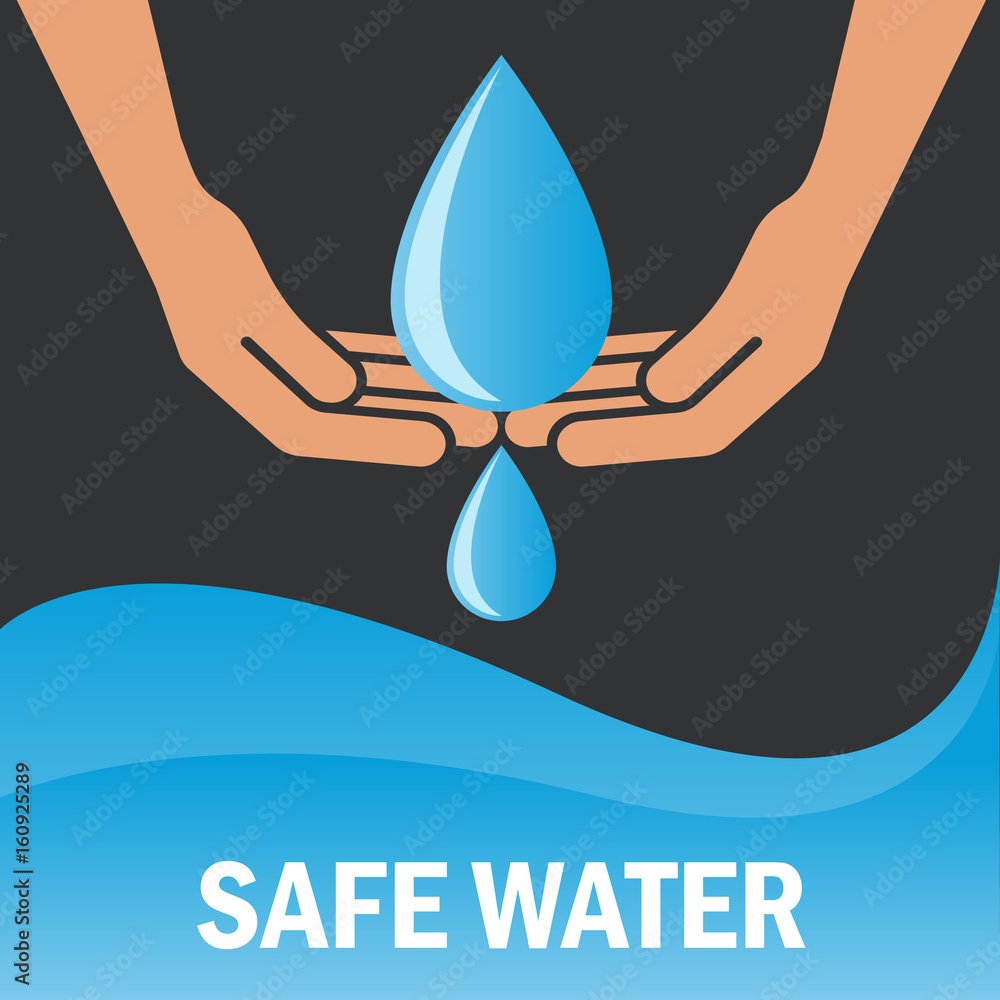 Vetor de safe / save water concept with text space for your slogan ...