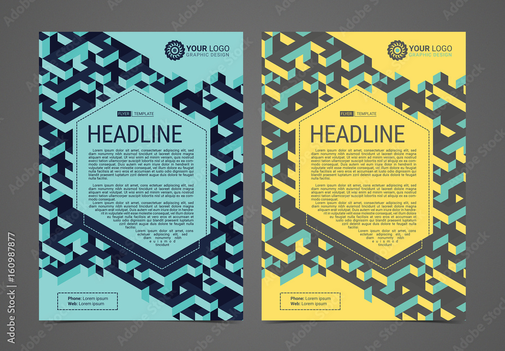 Multipurpose Flyer Layout with Isometric Elements 1 Stock Template ...