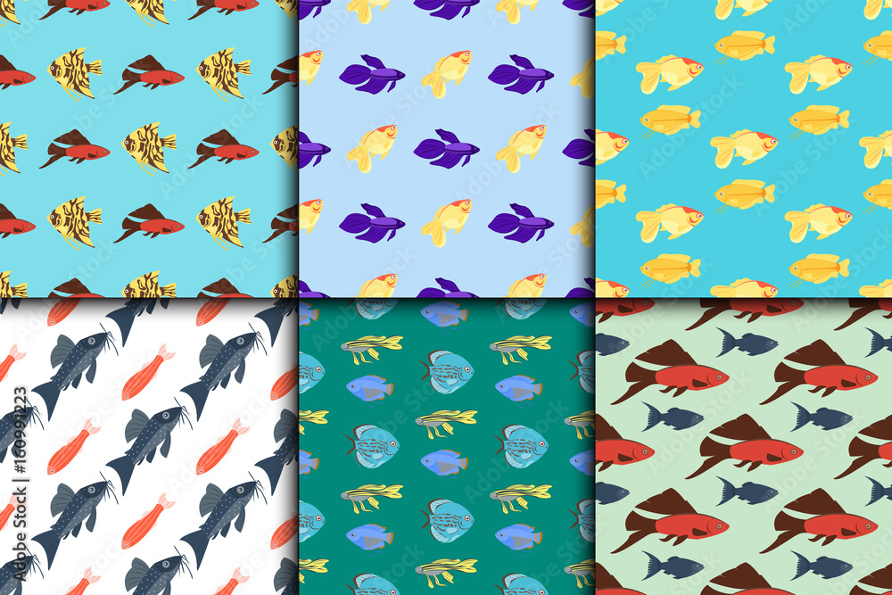 Exotic tropical fish seamless pattern colors underwater ocean species ...
