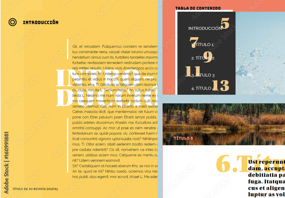 Diseño de revista digital de aventuras Stock Template | Adobe Stock