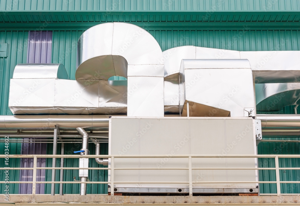air-cooled chillers and piping system in new building factory rooftop ...