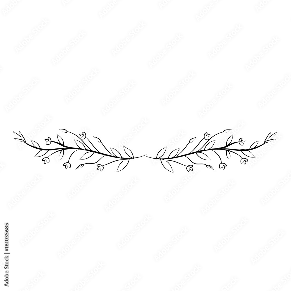 line rustic branches with flower and leaves Stock Vector | Adobe Stock