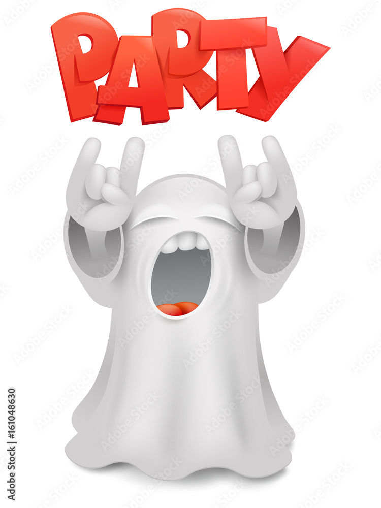 Cute phantom emoticon ghost character horns gesture Stock Vector ...