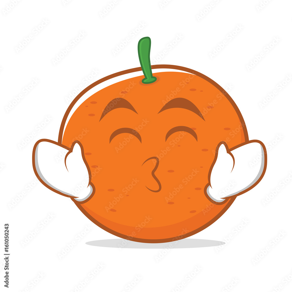 Kissing smile eyes orange cartoon character Stock Vector | Adobe Stock