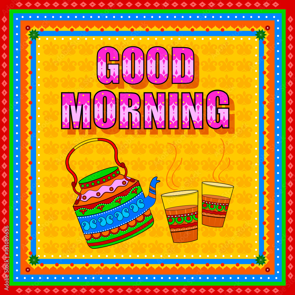 Good Morning background in Indian Truck Art style Stock Vector | Adobe ...