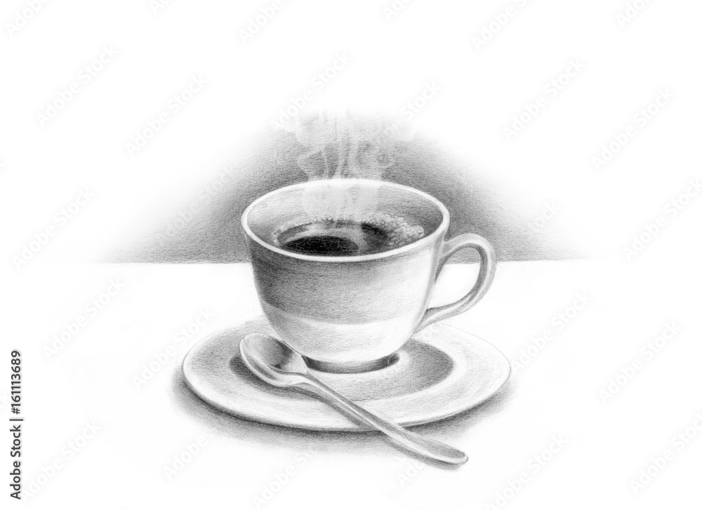 Coffee cup pencil drawing Stock Illustration | Adobe Stock