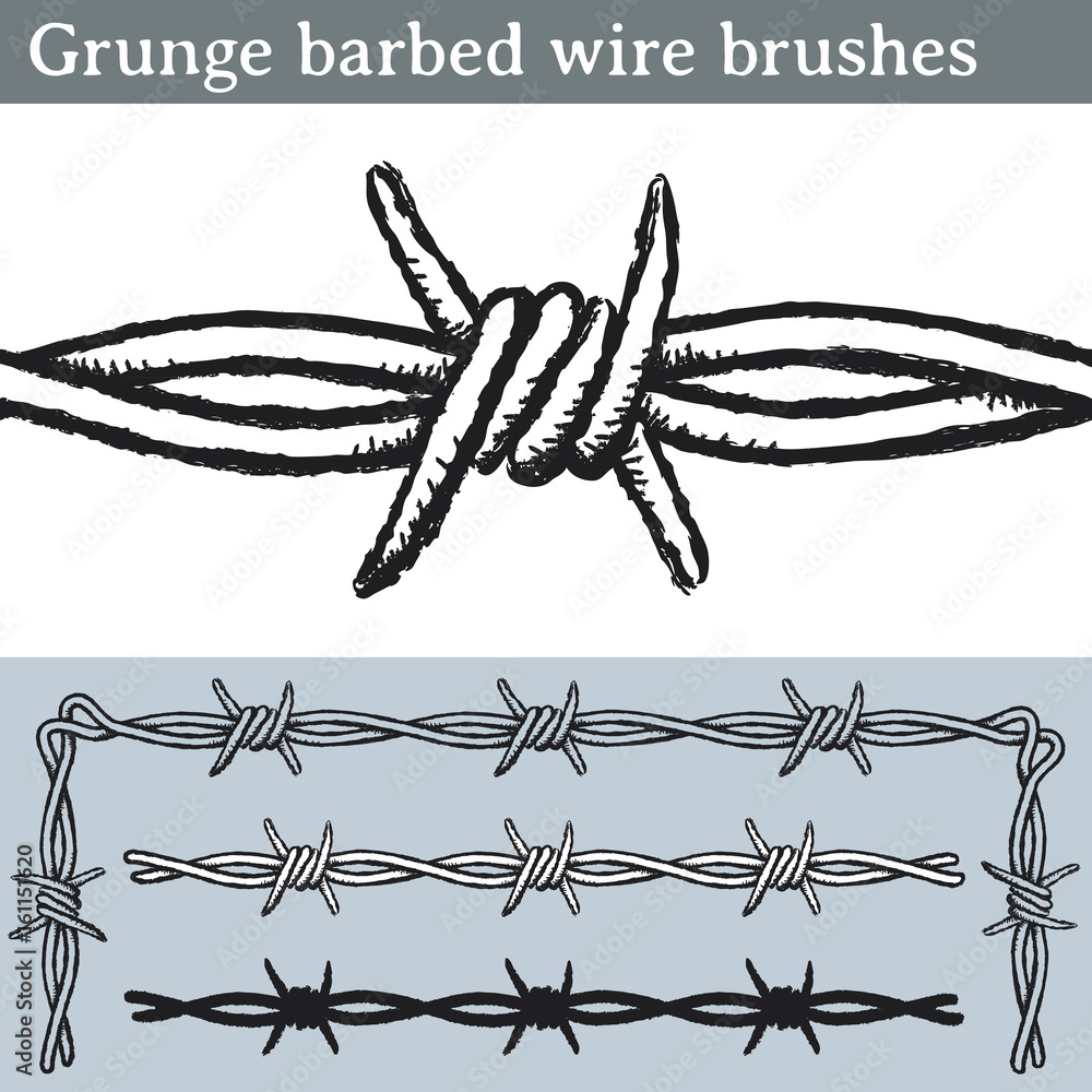 Grunge barbed wire brushes. Brushes for Illustrator to draw barbed wire ...