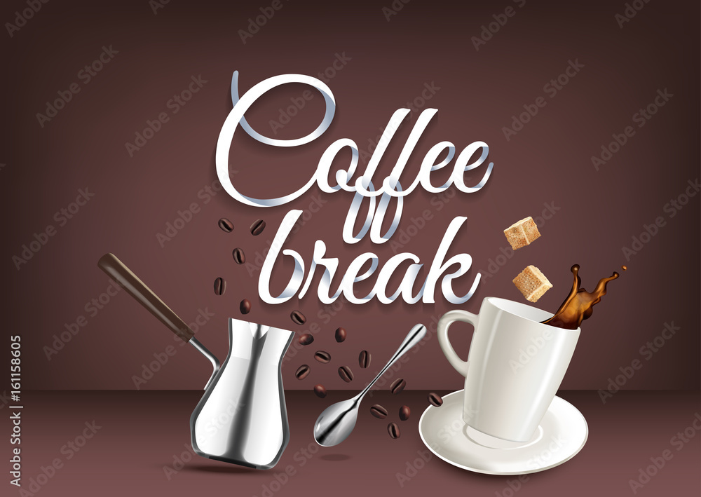 Coffee break paper hand lettering calligraphy. Stock Vector | Adobe Stock