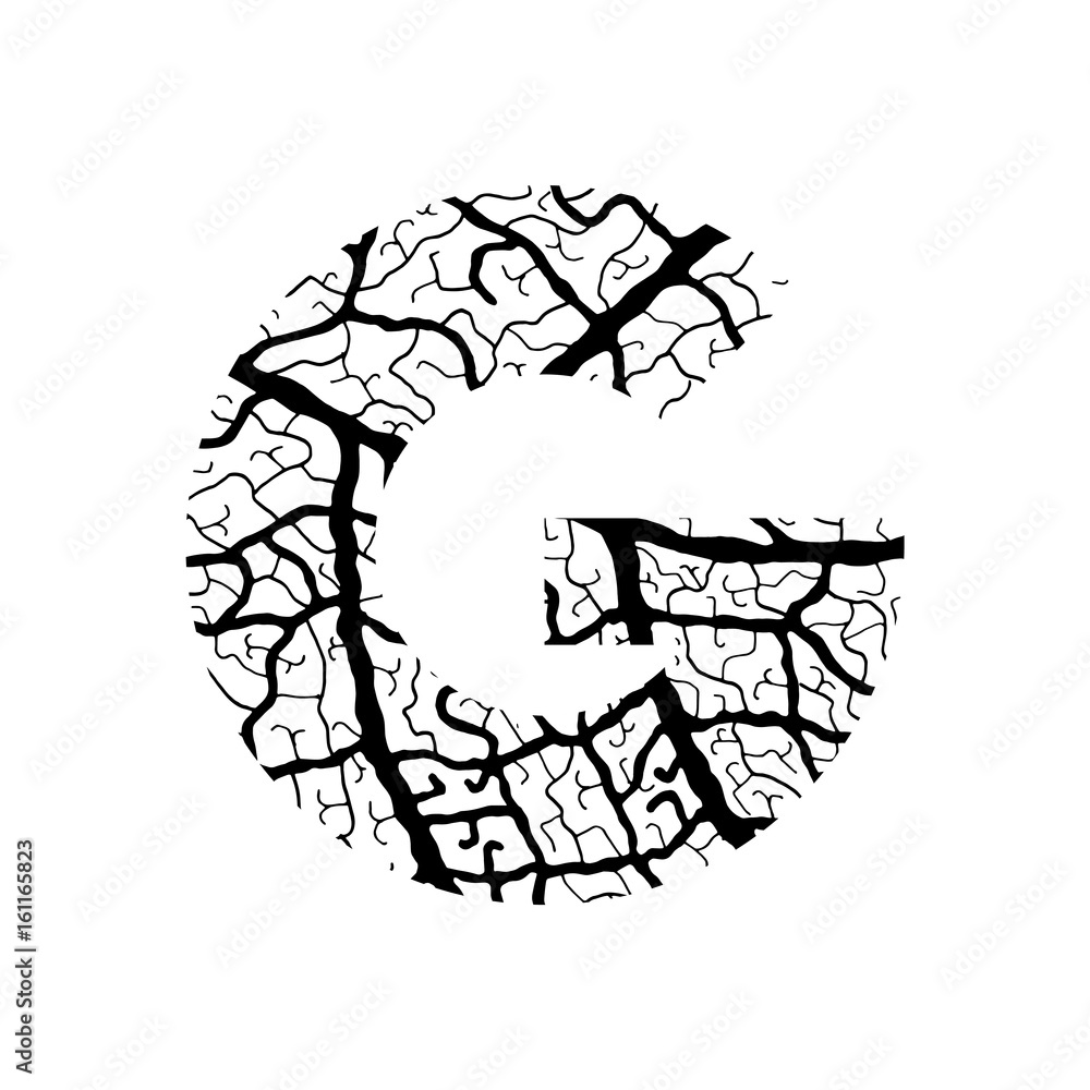 Nature alphabet, ecology decorative font. Capital letter G filled with ...