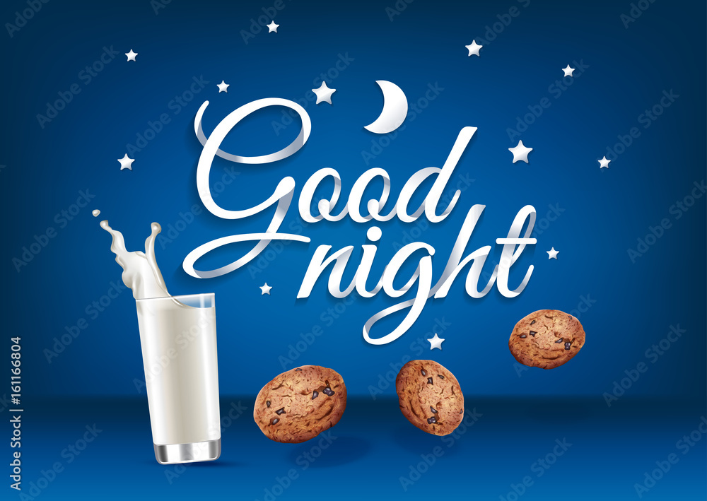 Good night paper hand lettering calligraphy. Stock Vector | Adobe Stock